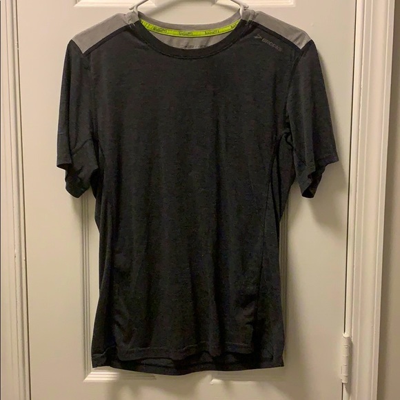 Brooks | Shirts | Brooks Grey Run Happy Running Shirt Size Medium ...